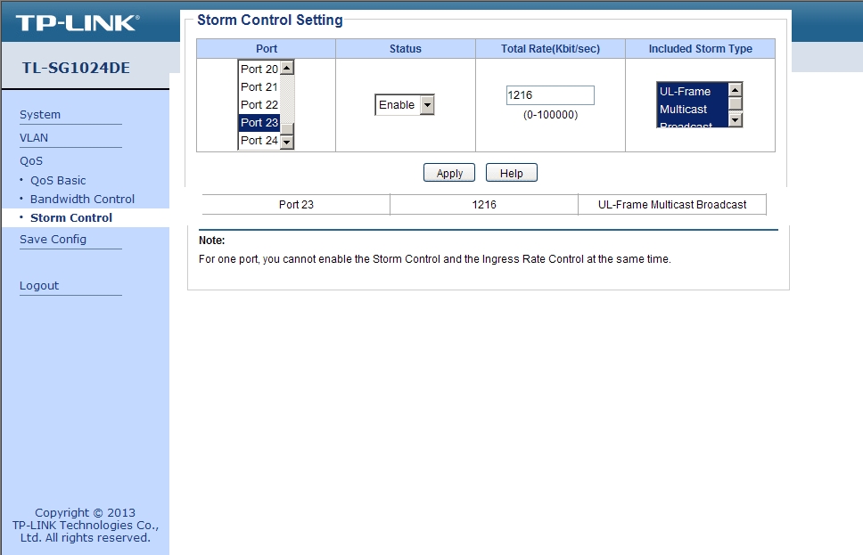 TP Link Storm Control | CocoonTech.com